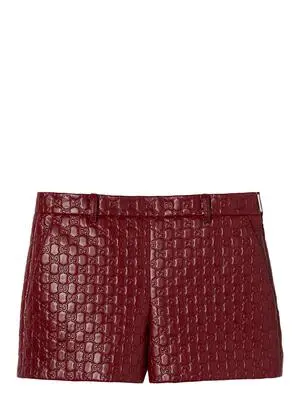 Gucci Embossed Leather Shorts - Red
