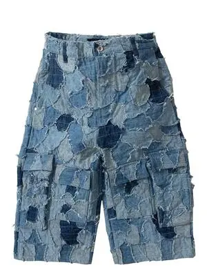 WHO DECIDES WAR BY EV BRAVADO Denim Boro Cargo Shorts - Blue