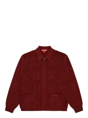 Supreme Crochet Zip Up Cardigan - Red