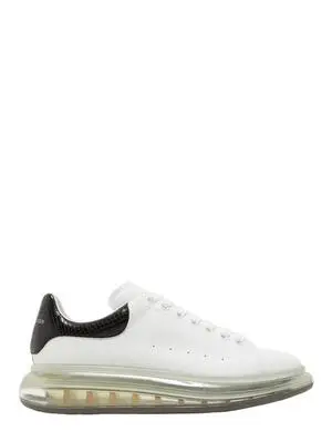 Alexander McQueen Oversized Sneaker With Transparent Sole And Snakeskin Detail - White