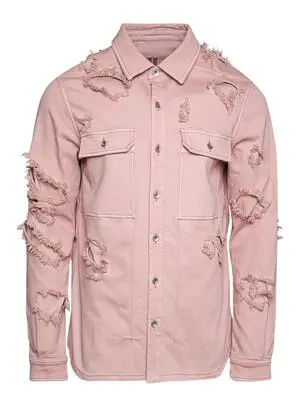 Rick Owens Distressed Denim Overshirt - Pink