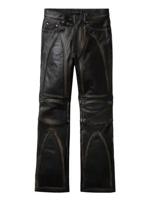 WHO DECIDES WAR Rub Off Leather Moto Pants - Black