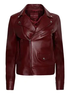 Gucci Leather Biker Jacket - Red