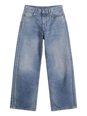 Palm Angels Curved Logo Loose Jeans - Blue