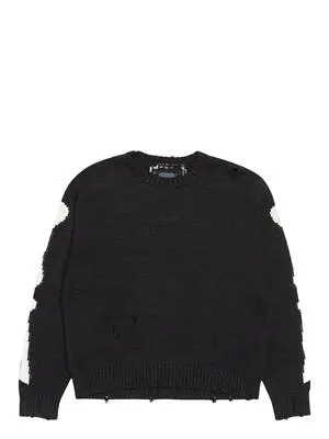 Kapital 5g Cotton Knit Bone Crewneck Sweater - Black