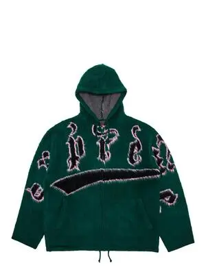 Supreme Accent Brushed Zip Up Hooded Sweater - Green