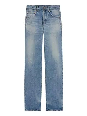 Saint Laurent Mid Straight Baggy Jeans - Blue