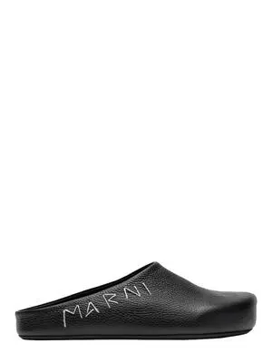 Marni Fussbett Sabot With Embroidered Logo - Black