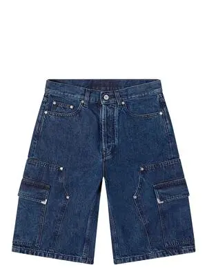 Palm Angels Metal Frame Cargo Denim Shorts - Blue