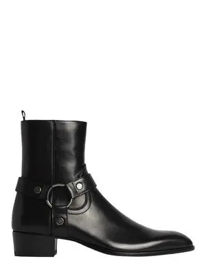 Saint Laurent Wyatt 40mm Leather Harness Boots - Black