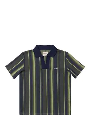 NICHOLAS DALEY Striped Rugby Polo - Blue