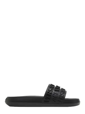 Versace Allover Logo Slides - Black