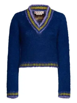 Marni Long-sleeve V-neck Sweater - Blue