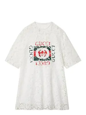 Gucci Printed Lace Top - White