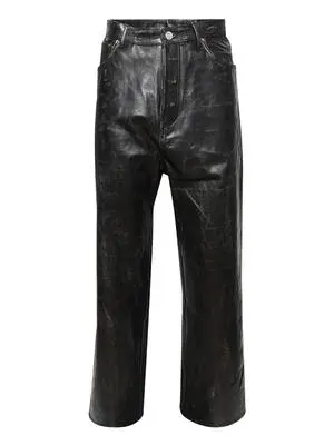 Vetements Distressed Leather Pants - Black