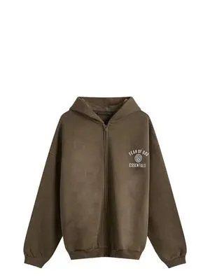 Fear Of God Fleece Full Zip Hoodie - Brown