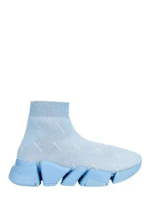 Balenciaga Speed 2.0 Allover Logo Sneakers - Blue