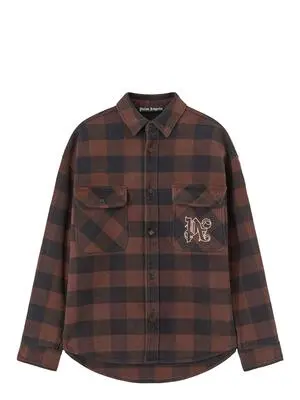 Palm Angels Check Pattern Overshirt - Brown