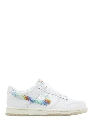 Nike Dunk Low Gs 'rainbow Lace Swoosh - White