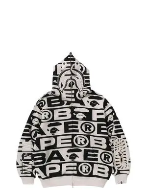 A BATHING APE Lux Sport Pattern Shark Full Zip Hoodie - Cream