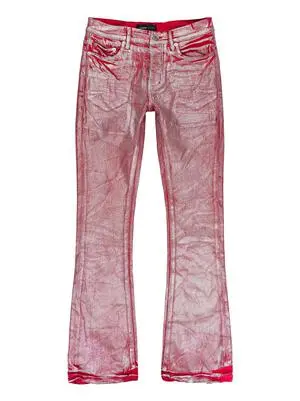 PURPLE BRAND Silver Foil Flare Jeans - Red