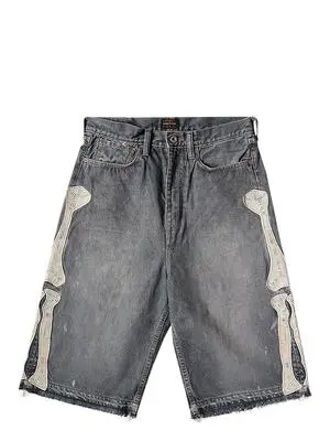 Kapital Bone Denim Shorts - Black
