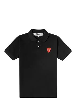 Play Comme Des Garcon Heart Logo Polo - Black