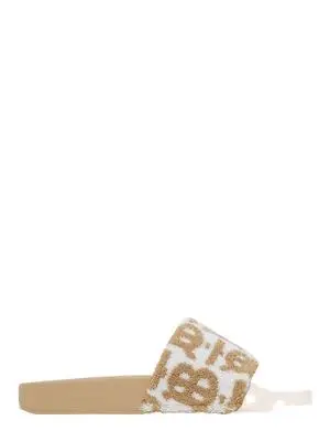 Burberry Furley Monogram Slides - Cream
