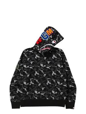 A BATHING APE Digital Camo Shark Pullover Hoodie - Black