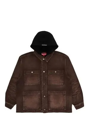 Supreme Worn Hooded Chore Coat - Brown