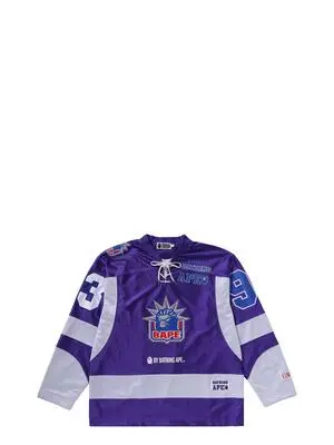 A BATHING APE Multi Logo Long-sleeve Ice Hockey Jersey - Purple