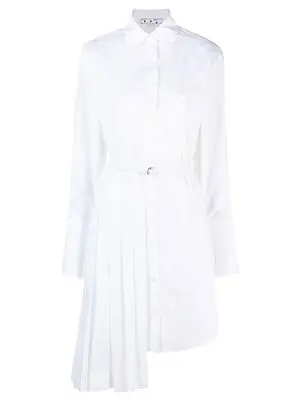 Off-White Diag Plisse Shirt Dress - White