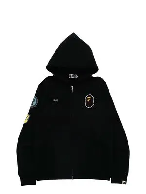 A BATHING APE Military Patch Zip Up Hoodie - Black