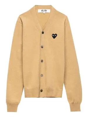 Play Comme Des Garcon V-neck Cardigan - Tan