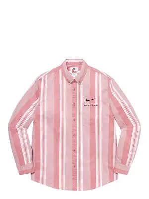Supreme X Nike Cotton Twill Striped Shirt - Pink