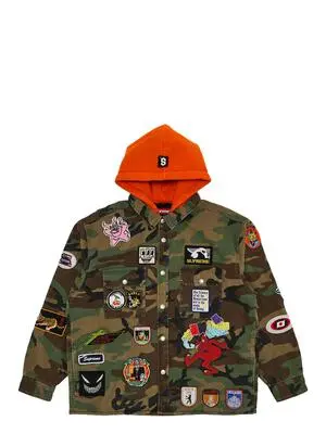 Supreme Patches Hooded Zip Up Shirt - Multicolor