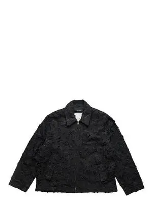 SONG FOR THE MUTE Distressed Zip-up Jacket - Black