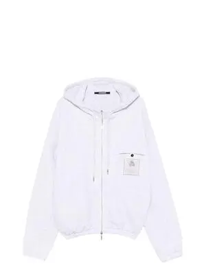 Jacquemus Club Logo Zipped Hoodie - Grey
