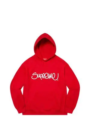 Supreme Raised Handstyle Hooded Sweatshirt - Red