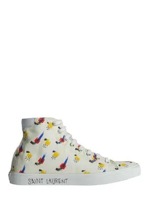 Saint Laurent Malibu Mid 'coup De Pinceau' Sneakers - White