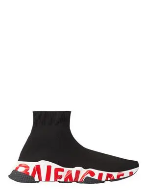 Balenciaga Speed Trainer With Graffiti Detail - Black