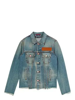 Palm Angels Palm Tree Embroidered Denim Jacket - Blue
