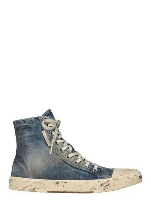 BALENCIAGA Paris High Destroyed Denim Sneakers