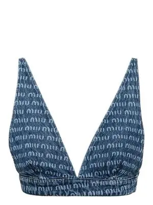 Miu Miu Single-breasted Tweed Top - Blue