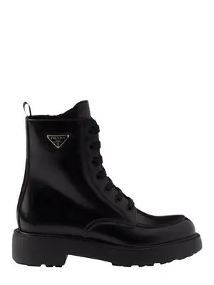 Prada Brushed Leather Boot - Black