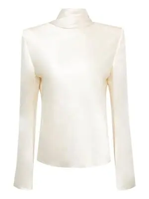 Saint Laurent Draped Crepe Blouse - White