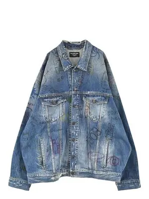 Balenciaga Scribble Oversized Jacket - Blue