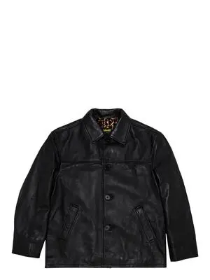 Supreme Leather Car Coat - Black