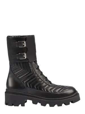 Gucci Leather Ankle Boots With Interlocking G - Black