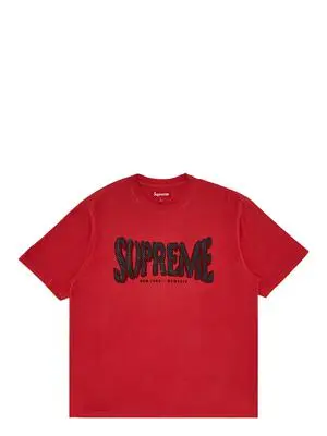 Supreme Flocked Washed Short-sleeve Top - Red